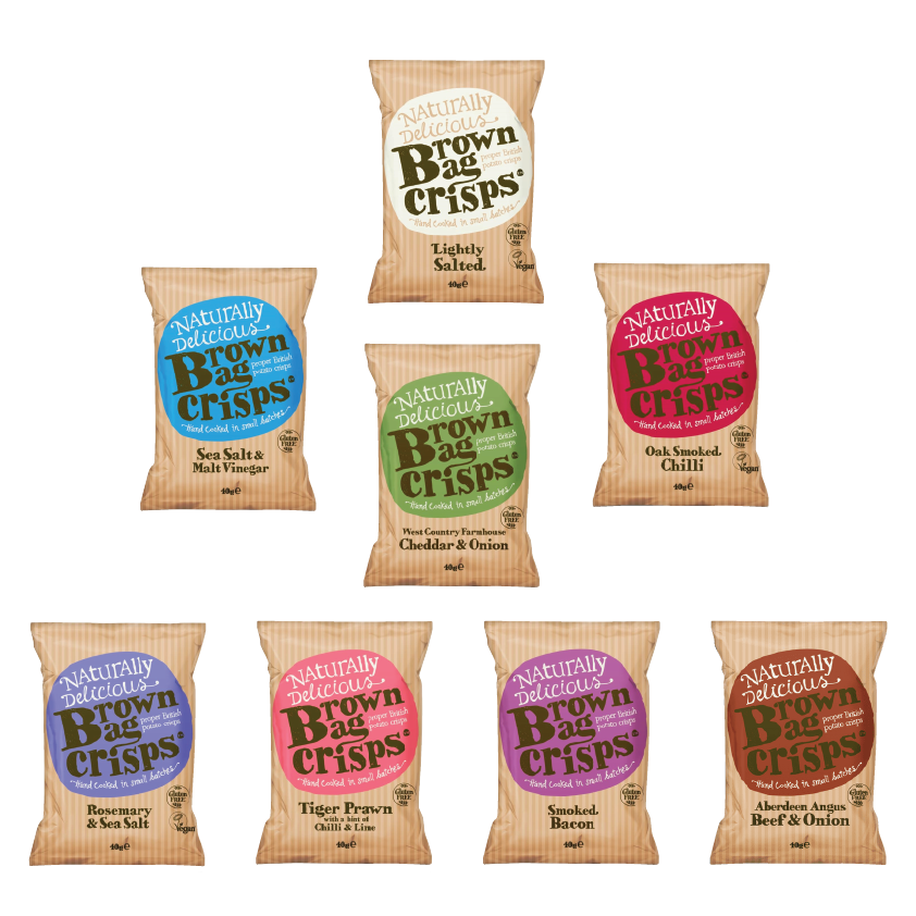 Brown Bag Crisps 8 Varieties (Pack of 20) – UK Catering Supplies
